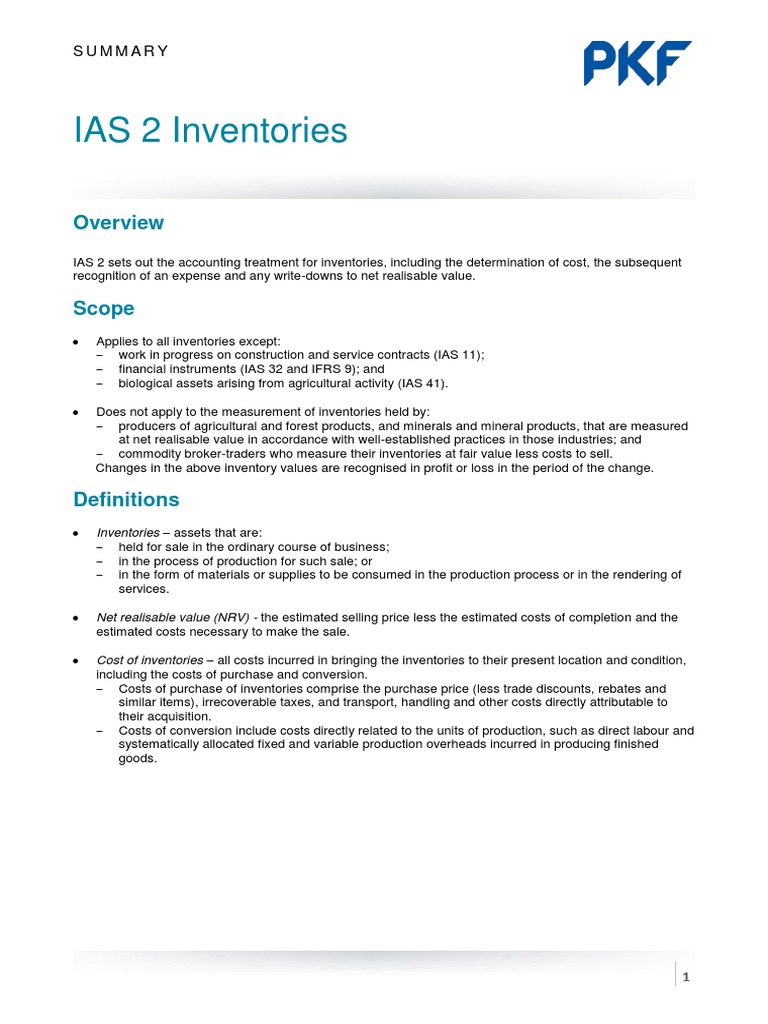 IAS 2 Summary Merged PDF Cost Of Goods Sold Inventory