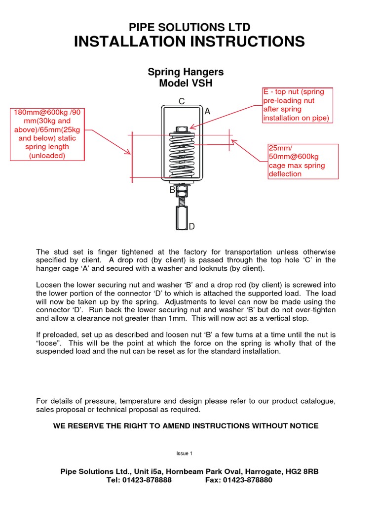 Spring Hanger Installation Guide | PDF