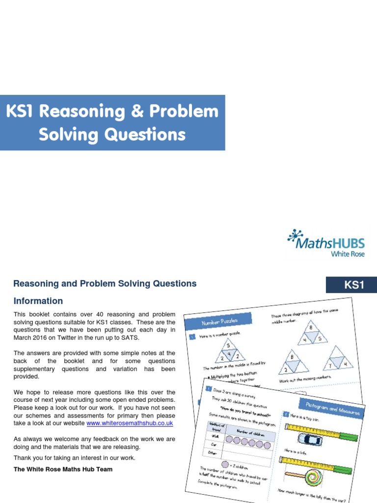 ks1 Reasoning and Problem Solving Questions White Rose Maths Hub ...