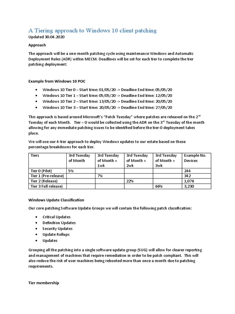 MECM Windows Updates - Tiers | PDF | Windows 10 | Microsoft Windows