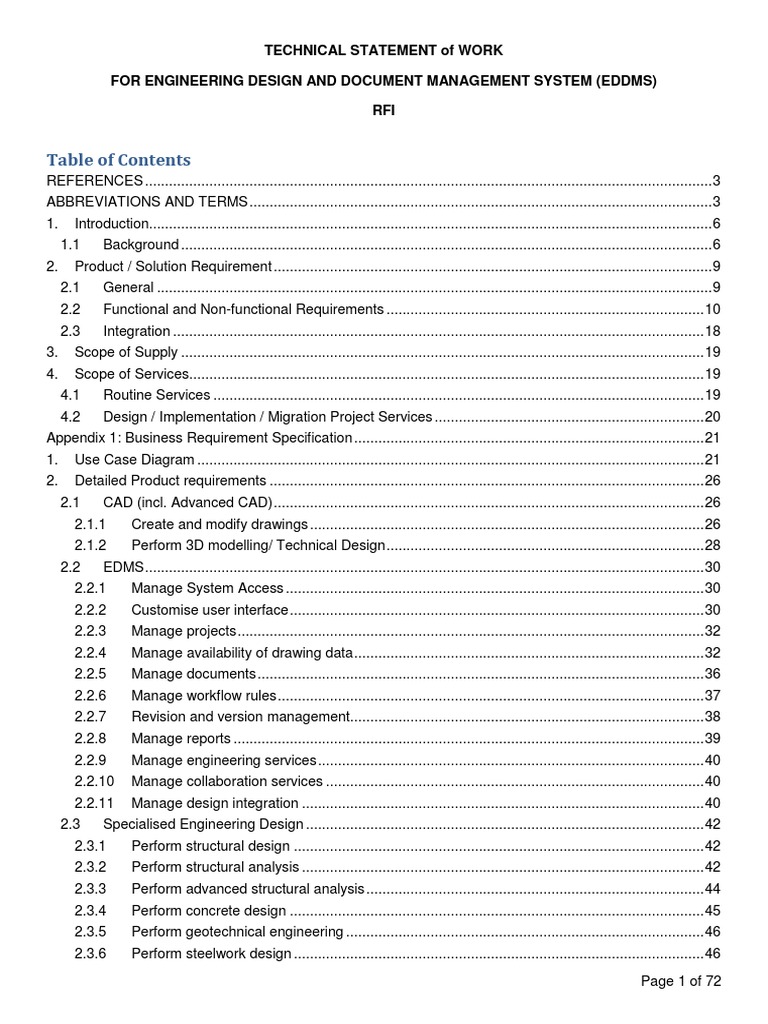 RFI For EDDMS - Technical Statement of Work - Final | PDF | Computer ...