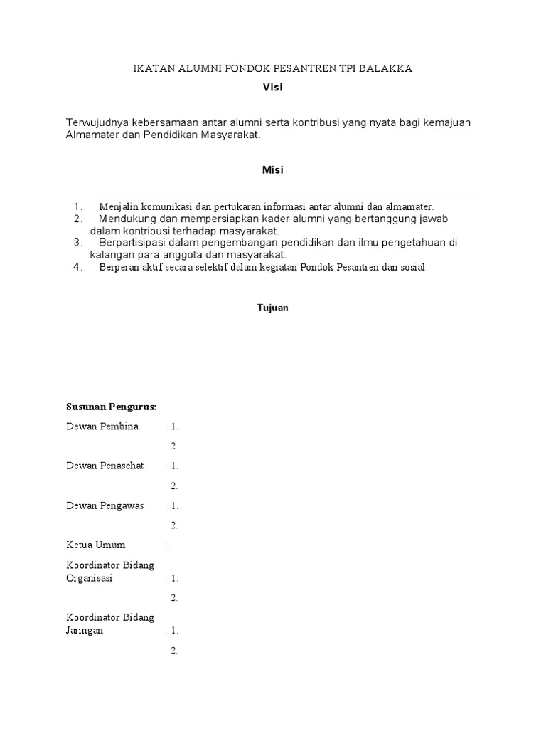 Susunan Pengurus Ikatan Alumni | PDF