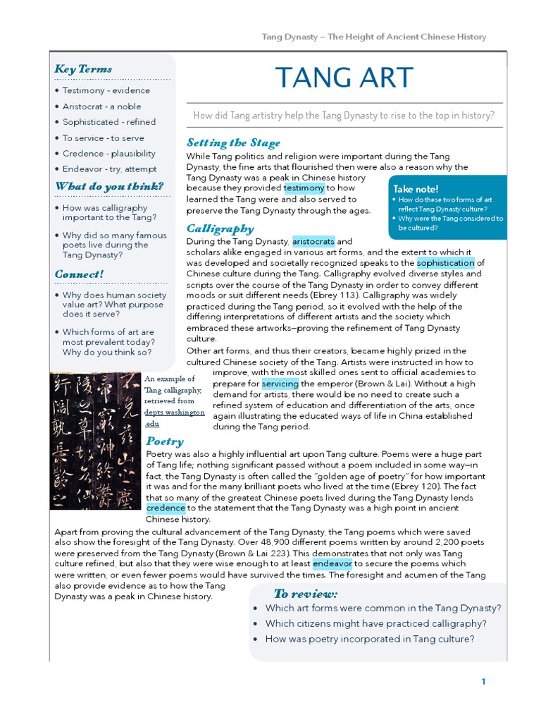 Tang Art: Setting The Stage | PDF | Tang Dynasty | History Of China