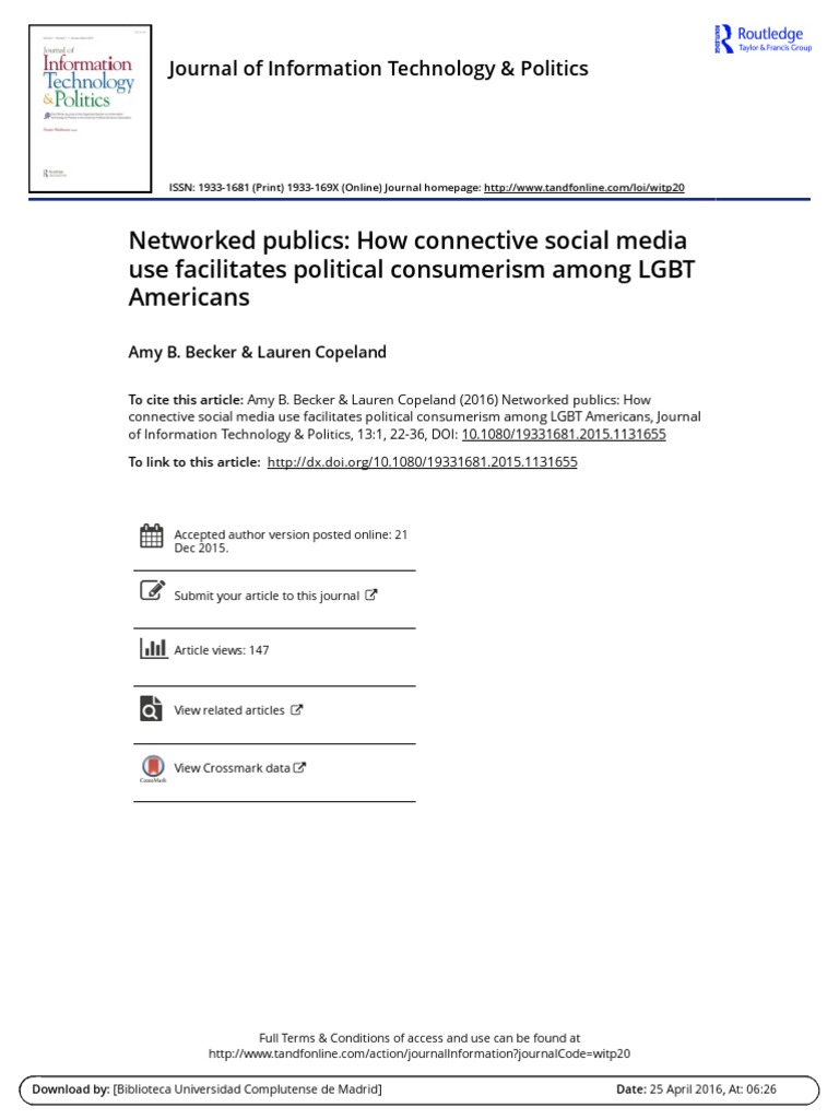 Networked Publics How Connective Social Media Use Facilitates Political ...
