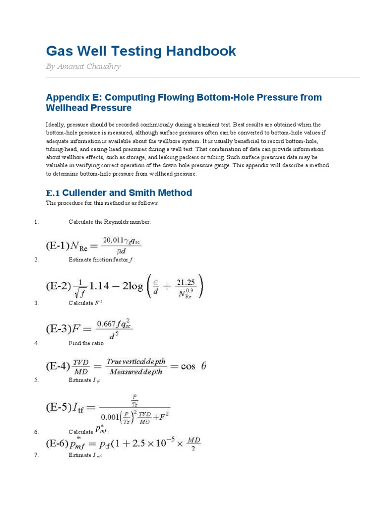Gas Well Testing Handbook: Appendix E: Computing Flowing Bottom-Hole ...