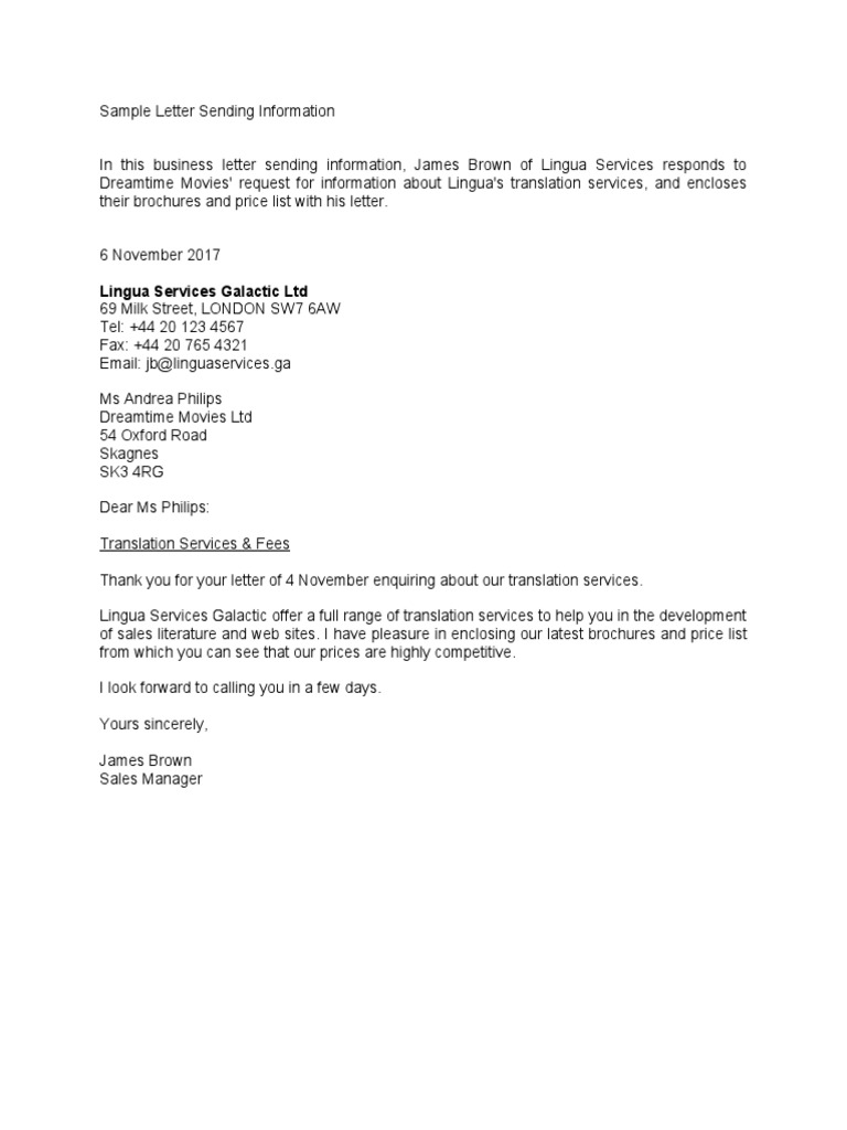 Sample Information Letter Format | PDF