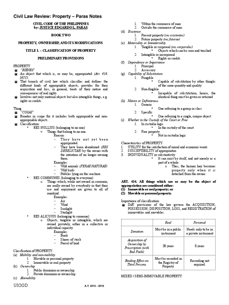 CivRev Paras Notes Property PDF | PDF | Will And Testament | Ownership