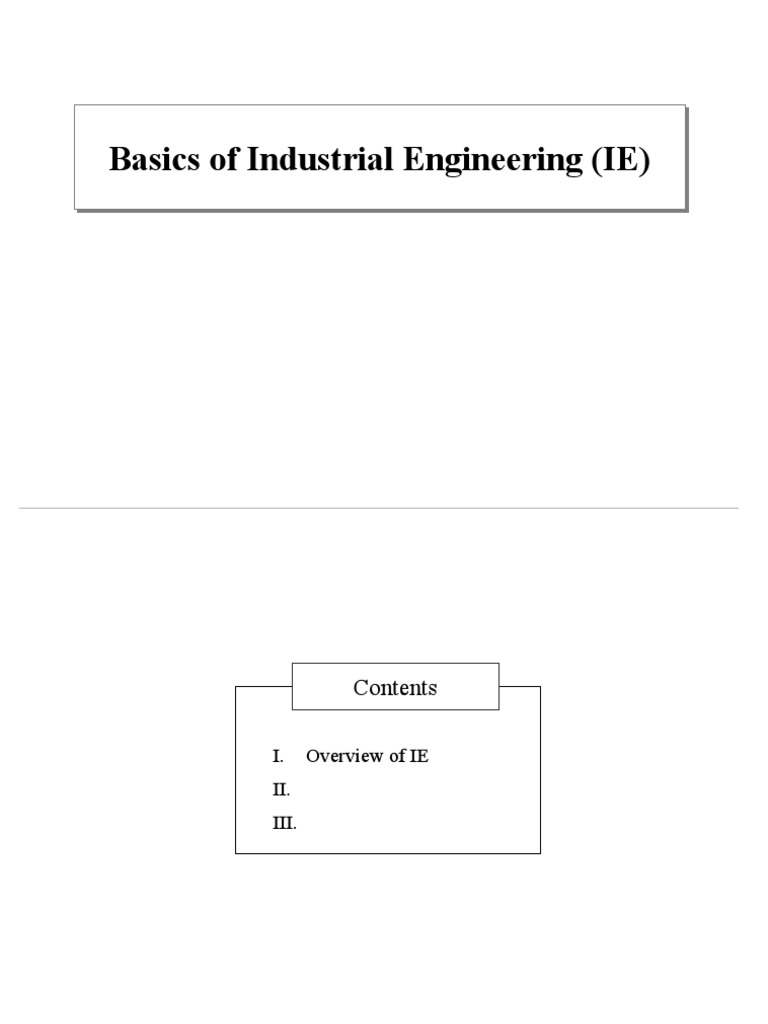 Basics of Industrial Engineering (IE) | PDF | Labour Economics ...