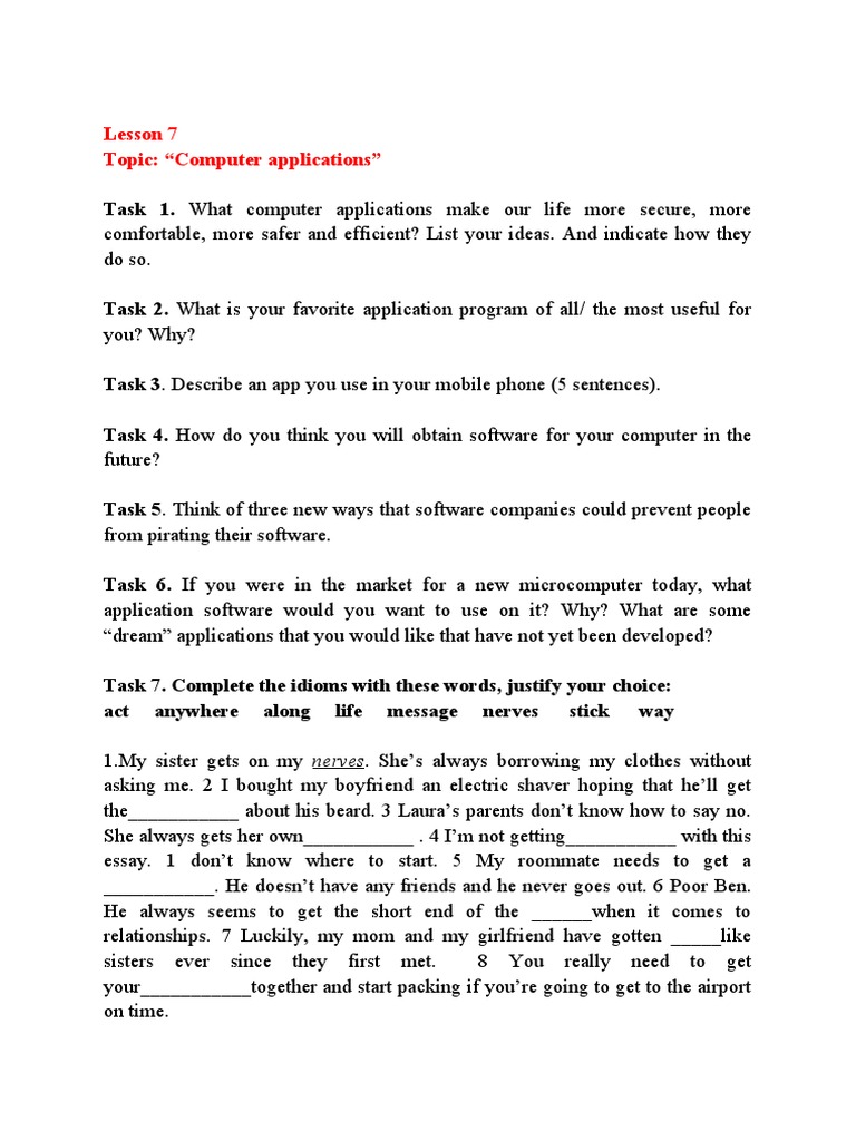 Lesson 7 Computer Applications | PDF | Software | Computing And ...