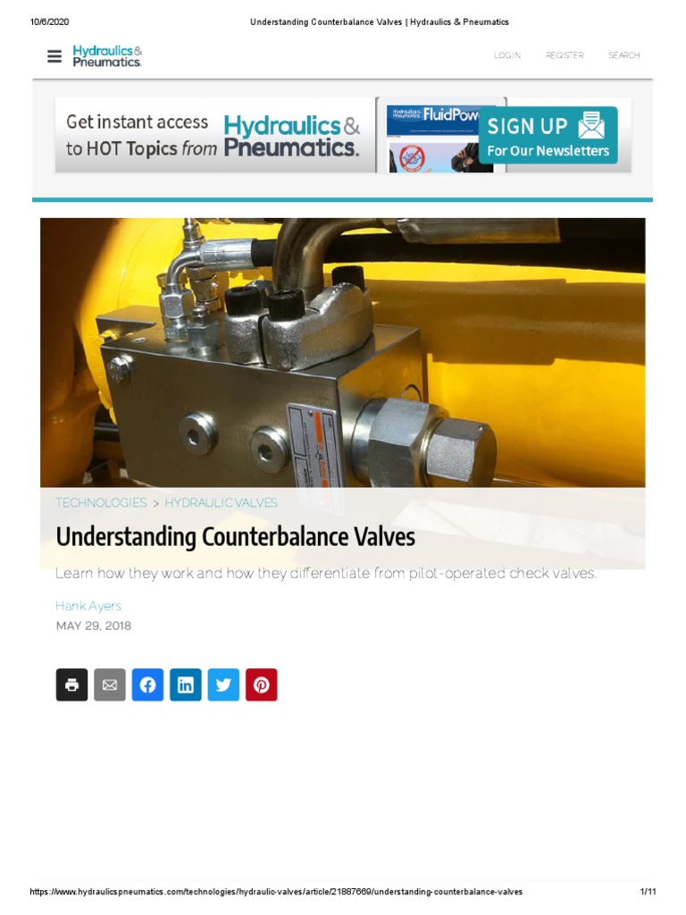 Understanding Counterbalance Valves - Hydraulics & Pneumatics | PDF ...