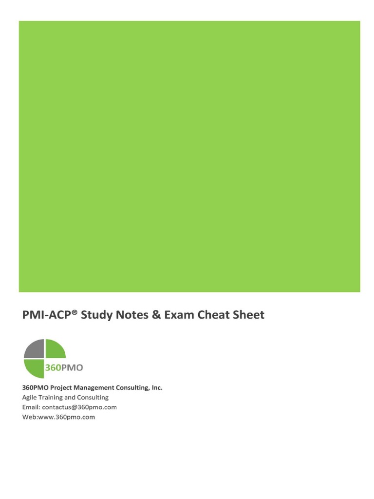 Vebuka PMI-ACP Sample Study Notes and Cheat Sheet PDF | PDF