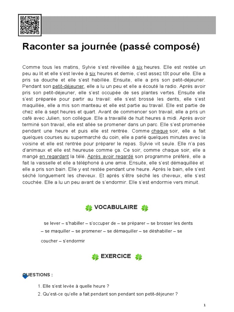 Une Journée Typique de Sylvie | PDF | Développement personnel