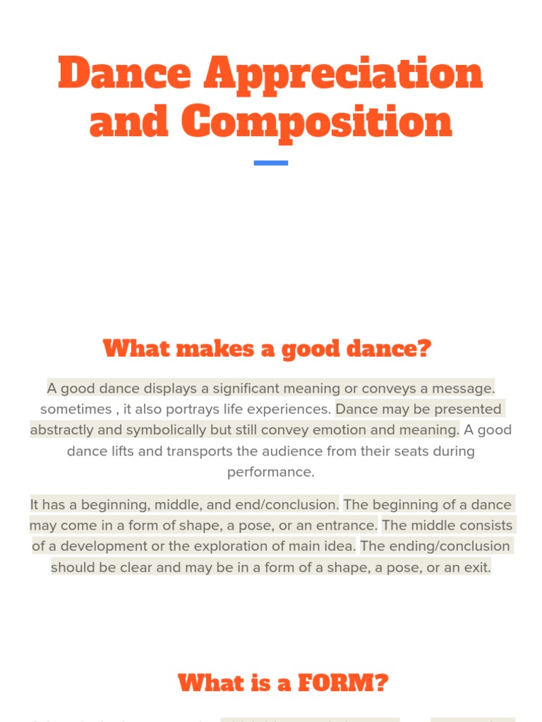 Understanding Dance Appreciation | PDF | Dances | Musical Forms