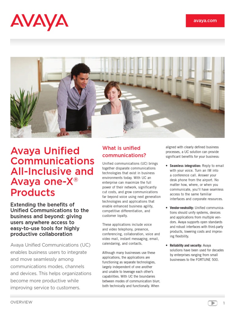 Avaya Unified Communications All-Inclusive and Avaya One-X Products ...