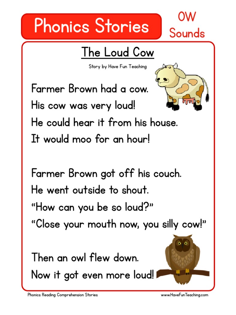 Phonics Reading Comprehension - OW Sounds PDF | PDF
