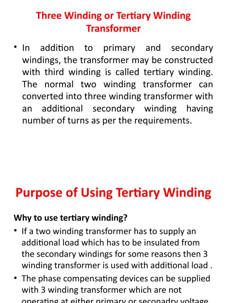 Three Winding or Tertiary Winding Transformer | PDF | Transformer ...