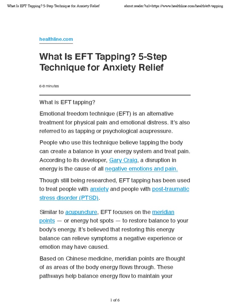 EFT Tapping: 5 Steps for Anxiety Relief | PDF | Emotional Freedom ...
