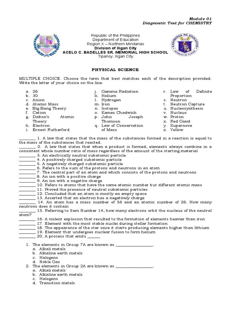 Module 02 PHYSICAL SCIENCE | PDF | Atoms | Chemical Elements