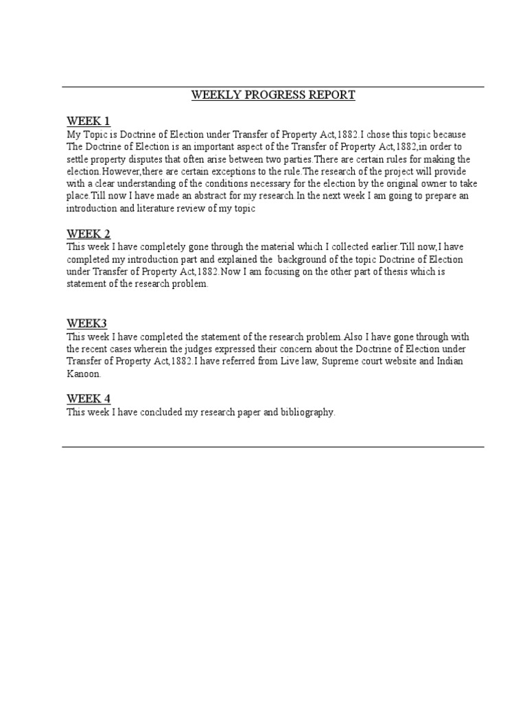 Weekly Progress Report Week 1 | PDF