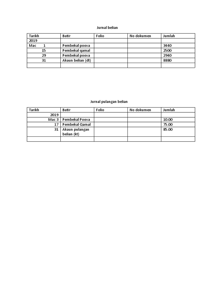 Jurnal Belian Dan Pulangan Belian | PDF