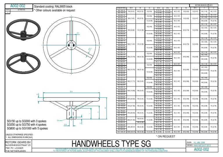 Handwheels Type SG: Standard Coating: RAL9005 Black Other Colours ...