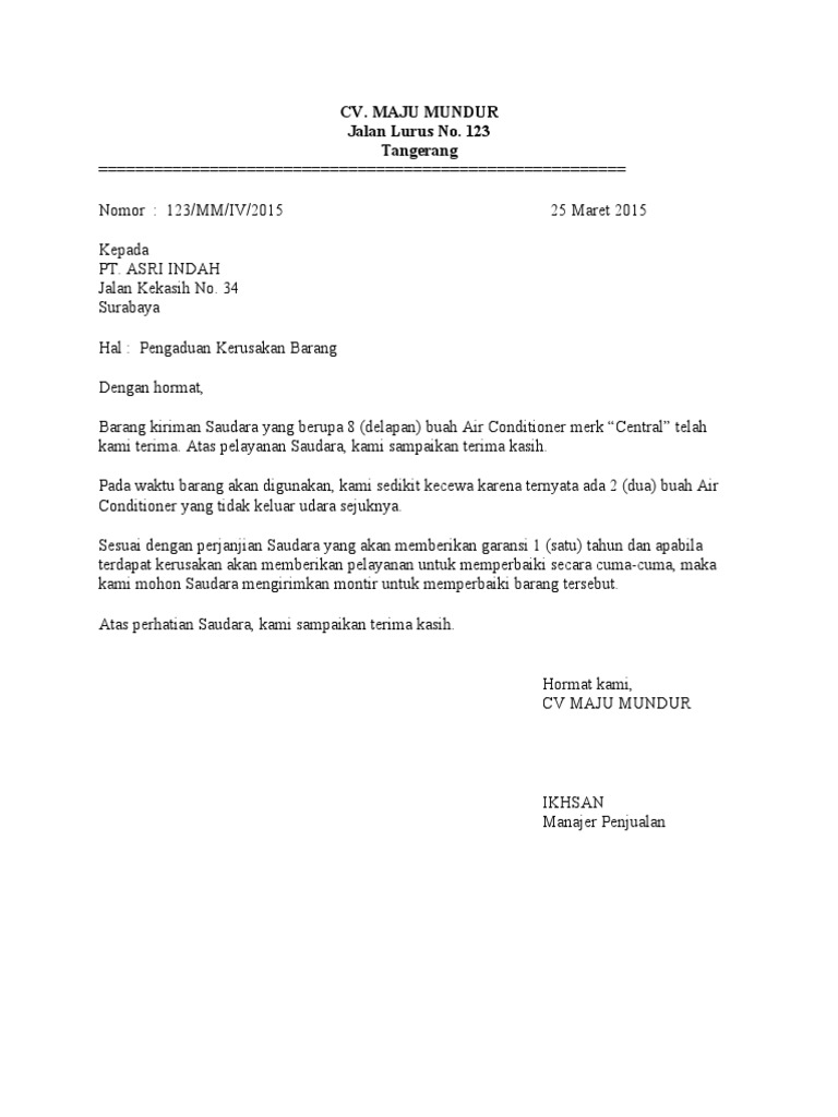 KORES Surat Pengaduan | PDF