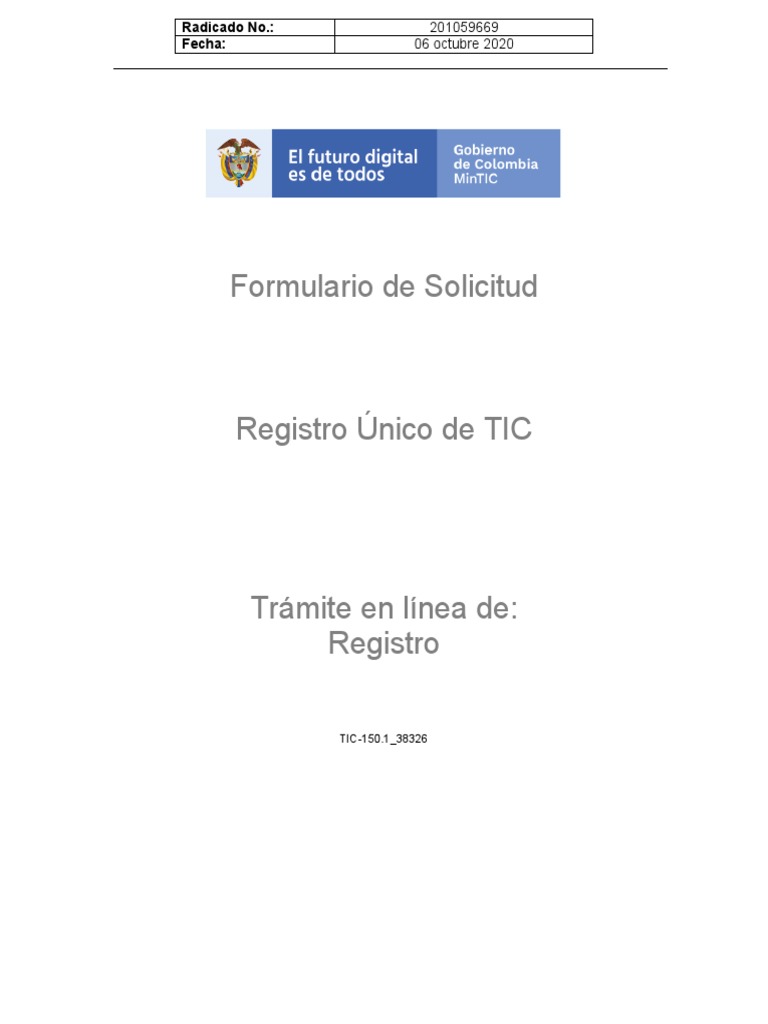 Solicitud Registro TIC Jovic Plus | PDF | Televisión por cable | Internet