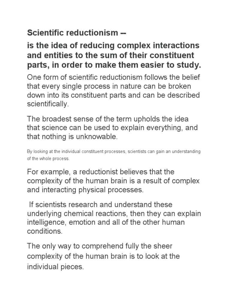 8scientific Reductionism | PDF | Reductionism | Physics