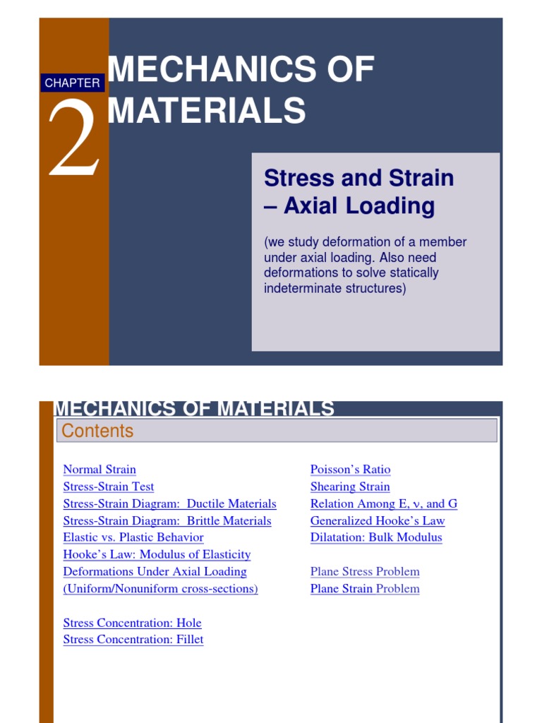 Mechanics of Materials: Stress and Strain - Axial Loading | PDF ...