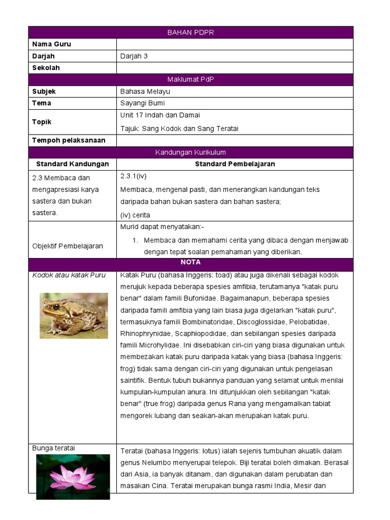 RPH PDPR Tahun 3 | PDF