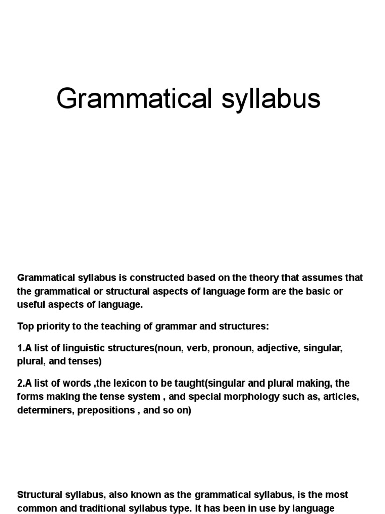 Grammatical Syllabus | PDF | Word | Plural