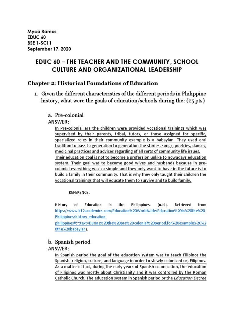 Educ-60 Activity 2.myca Ramos | PDF | Philippines | Colonialism