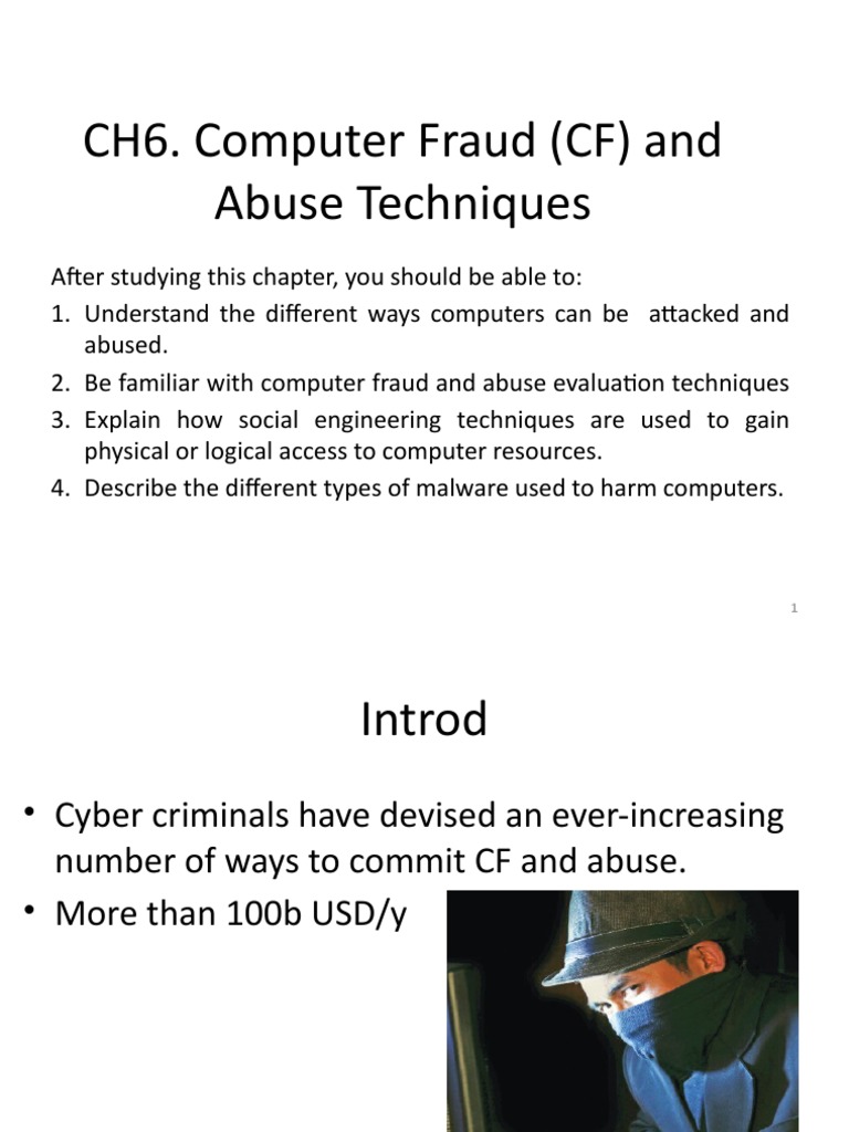 CH6. Computer Fraud (CF) and Abuse Techniques | PDF | Cybercrime | Malware