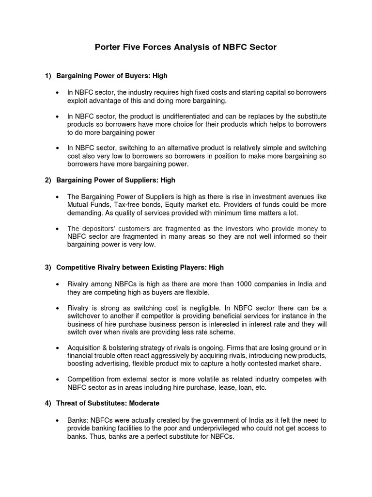 NBFC Sector: Porter Five Forces Analysis | PDF | Non Bank Financial ...