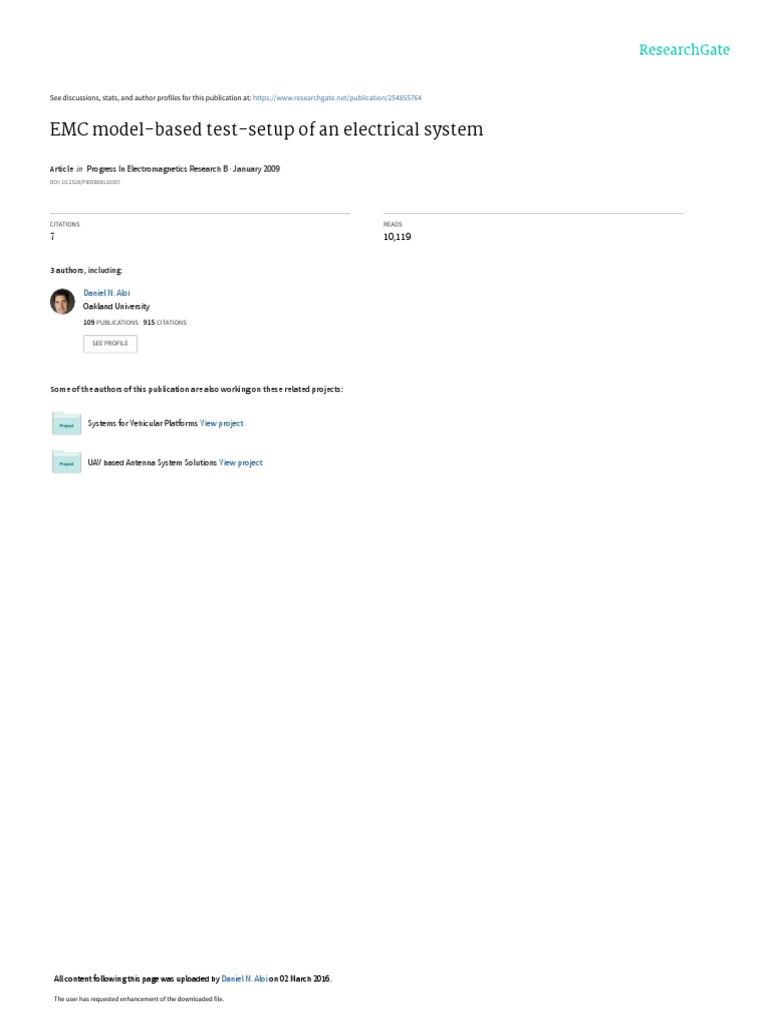 EMC Model-Based Test-Setup of An Electrical System: Progress in ...