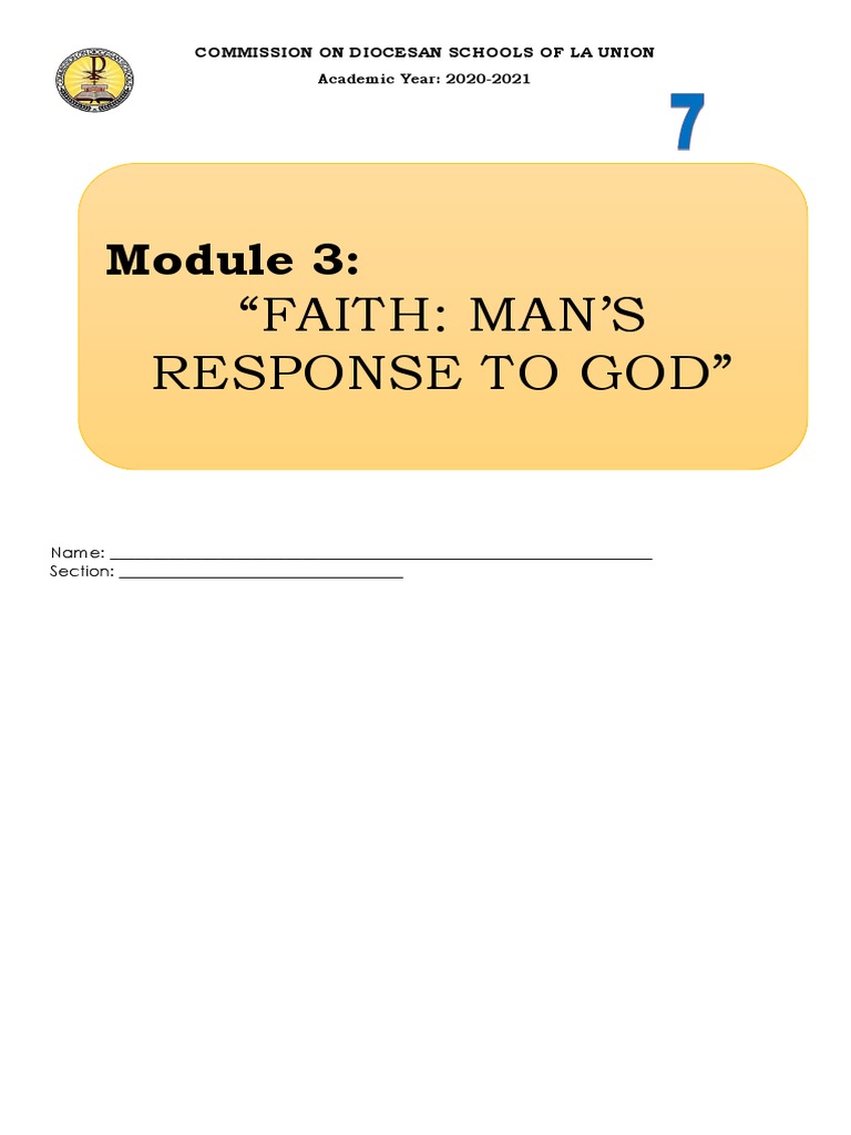 "Faith: Man'S Response To God": Commission On Diocesan Schools of La ...