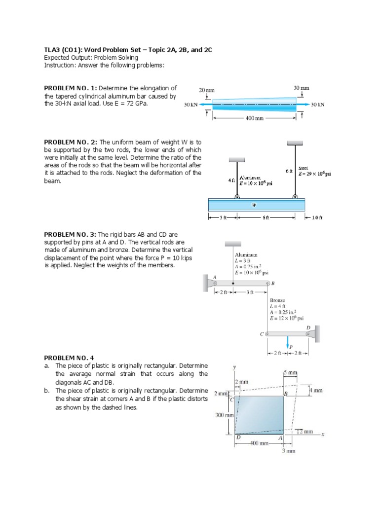 TLA3 (CO1) : Word Problem Set - Topic 2A, 2B, and 2C | PDF
