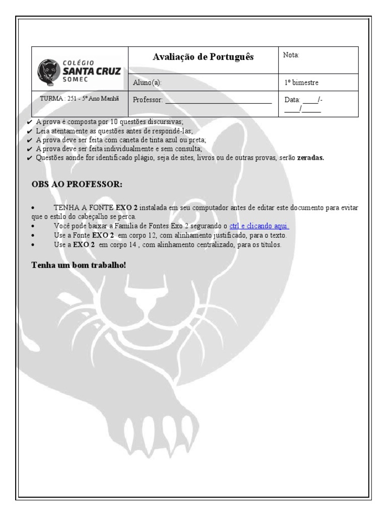 Modelo de Prova | PDF