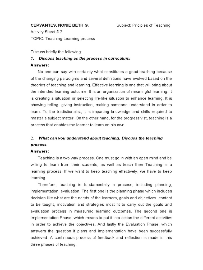 Teaching-Learning Process Overview | PDF | Learning Theory (Education ...