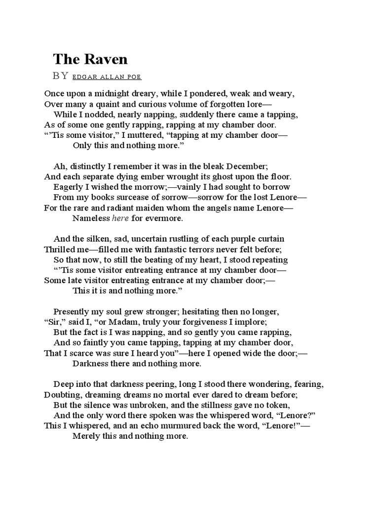 The Raven: Edgar Allan Poe | PDF | The Raven