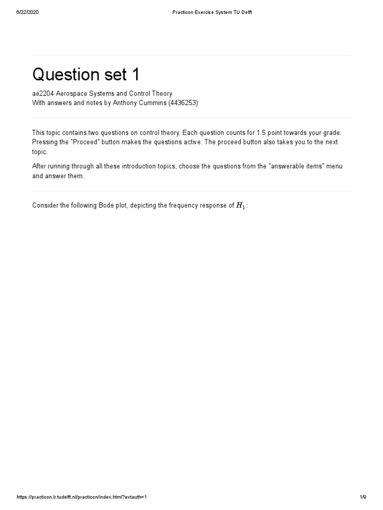 Question Set 1 | PDF | Control Theory | Feedback
