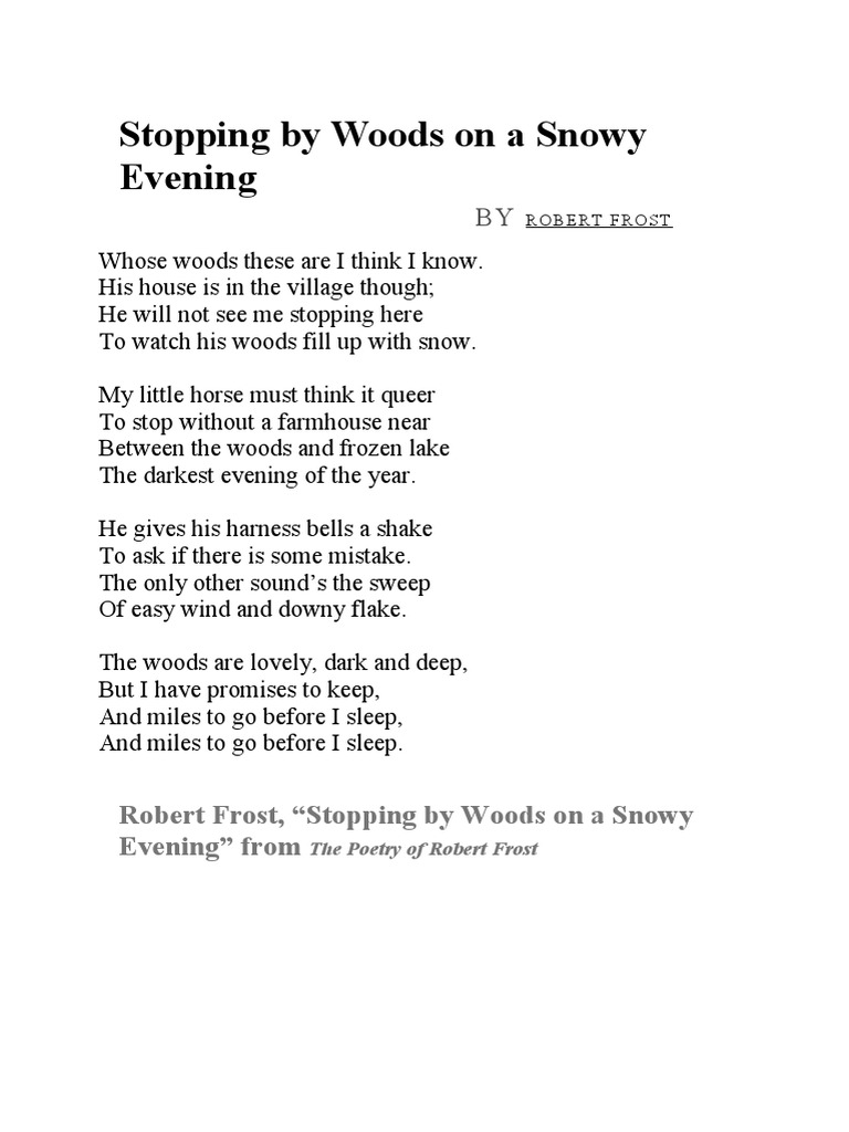 Stopping by Woods On A Snowy Evening | PDF | Art | Poetry