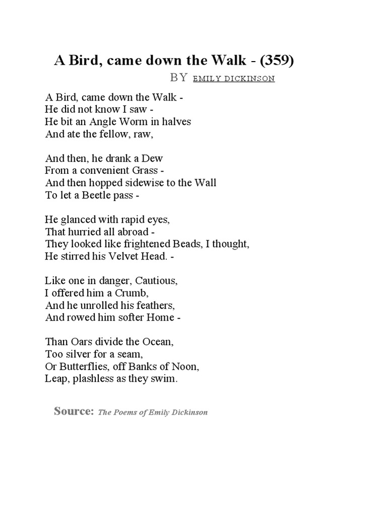 A Bird, Came Down The Walk - (359) : Source | PDF