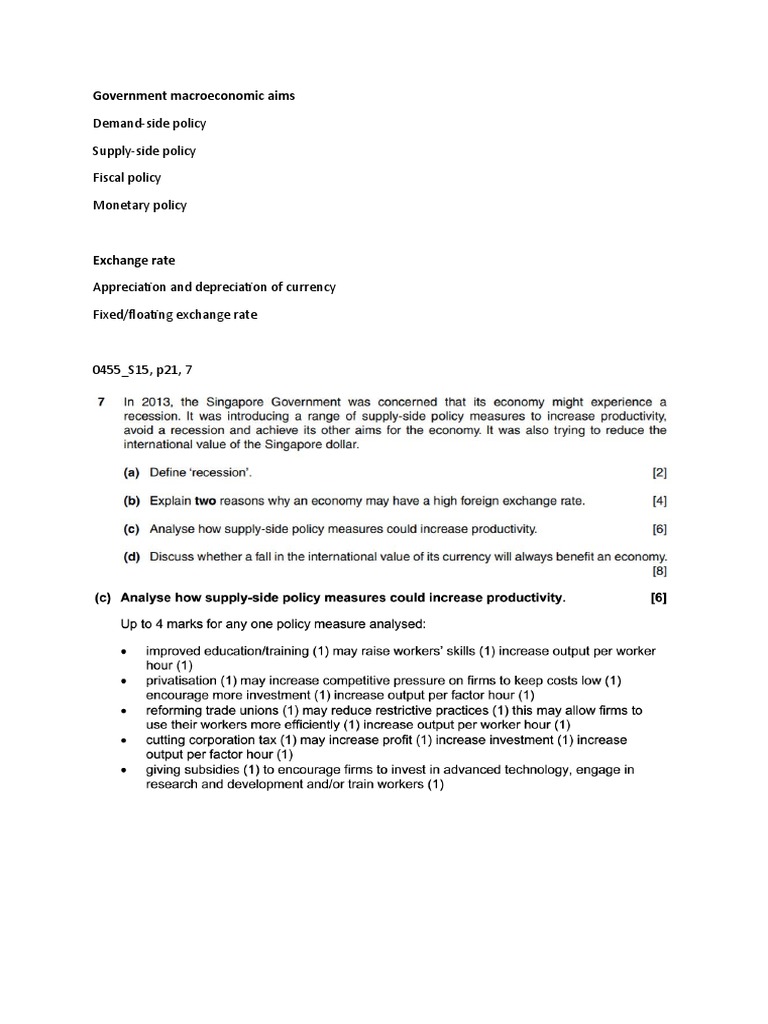 Demand-Side Policy Supply-Side Policy Fiscal Policy Monetary Policy ...