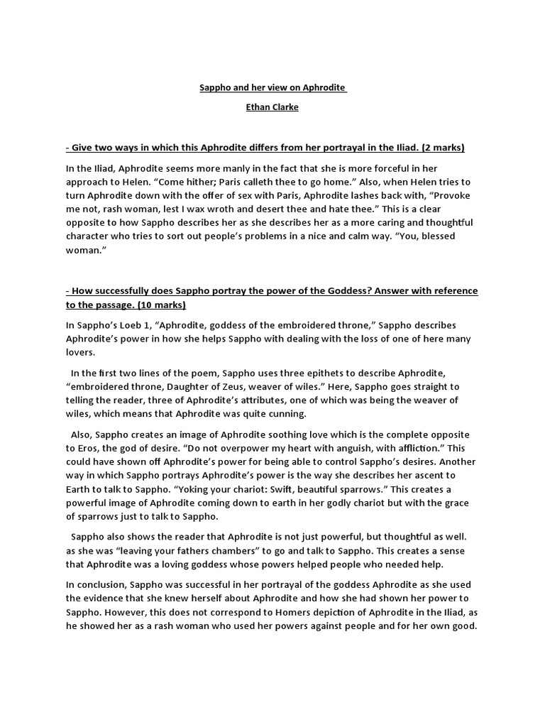 Sappho and Her View On Aphrodite | PDF | Aphrodite | Iliad
