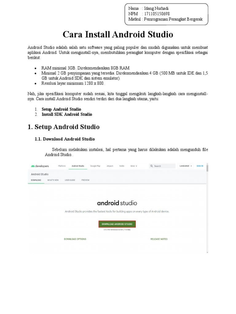 Cara Install Android Studio | PDF