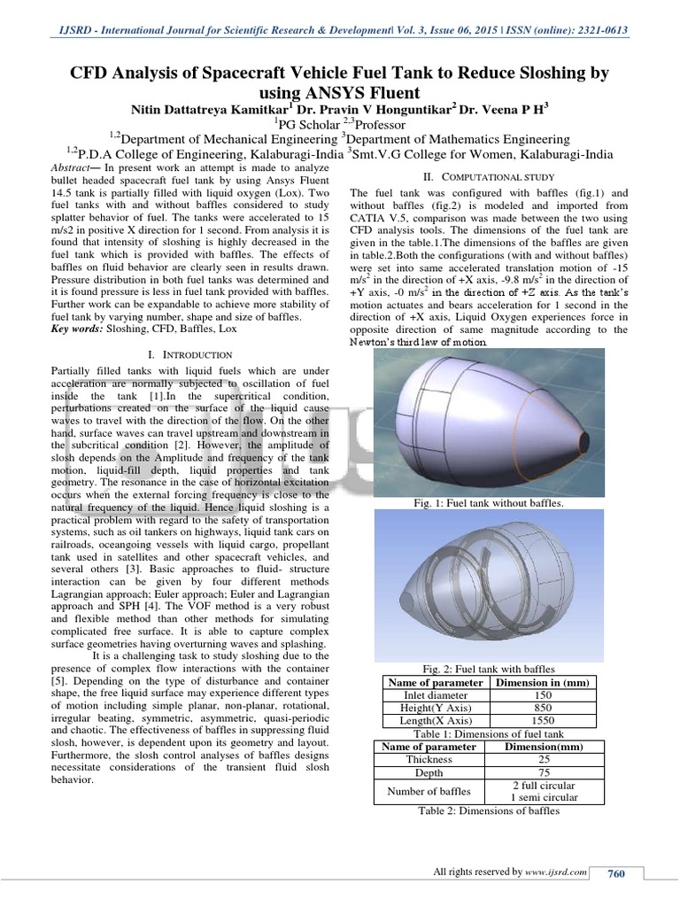 CFD Analysis of Spacecraft Vehicle Fuel Tank To Reduce Sloshing by ...