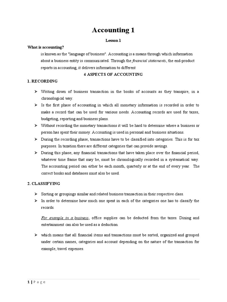 Accounting 1 Lesson 1 | PDF | Limited Liability Company | S Corporation