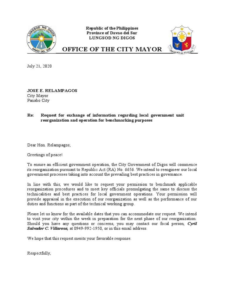 Office of The City Mayor: Republic of The Philippines Province of Davao ...