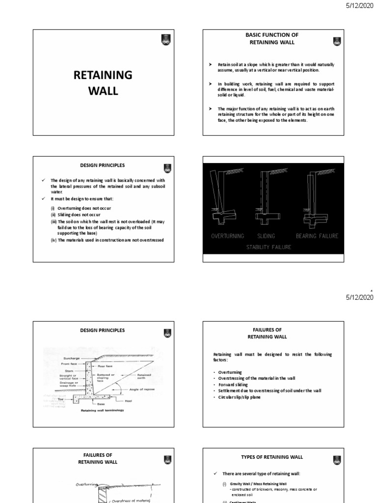 Basic Function of Retaining Wall | PDF | Wall | Building Technology